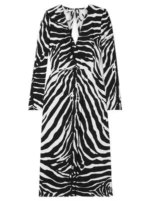 Dolce & Gabbana Zebra-print Ruched Crepe Midi Dress - Animal Print