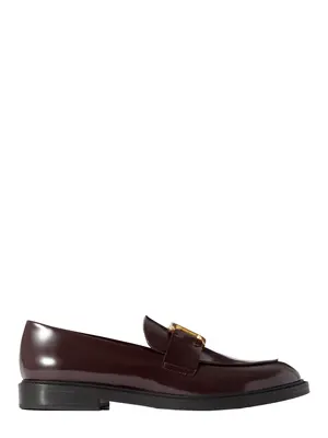 Chloé Marcie Embellished Leather Loafers - Burgundy