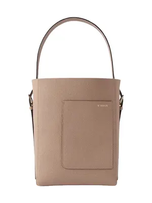 VALEXTRA Small Textured-leather Bucket Bag - Neutrals