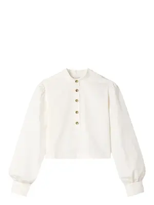 ALTUZARRA Margot Cropped Cotton-blend Poplin Top