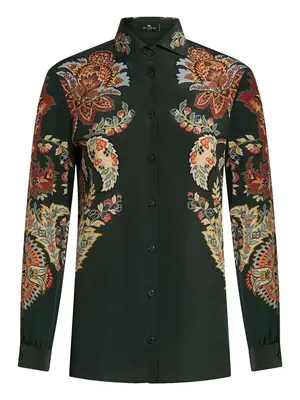 Etro Paisley-print Silk Shirt - Green