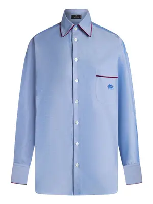 Etro Pegaso-embroidered Cotton Shirt - Blue