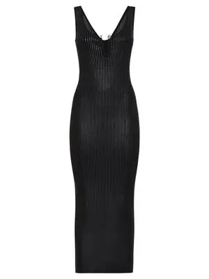 Philipp Plein Coated Ribbed-knit Midi Dress - Black