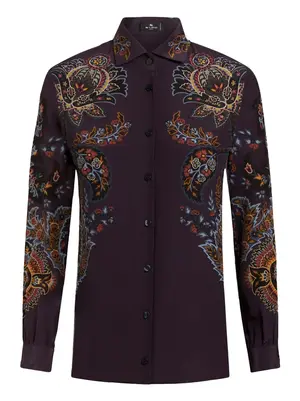 Etro Paisley-print Silk Shirt - Purple