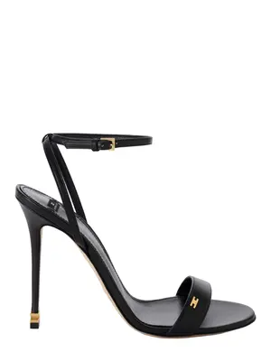 Elisabetta Franchi 100mm Logo-plaque Leather Sandals - Black
