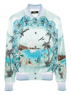 Amiri Paradise Beaded Bomber Jacket - Blue