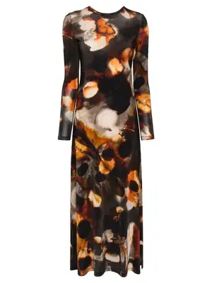 ALLSAINTS Katlyn Abstract-Print Maxi Dress Brown
