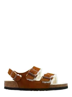 BIRKENSTOCK Milano Buckled Suede Sandals - Brown
