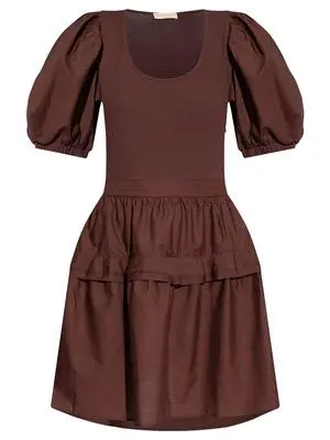 Ulla Johnson Tilda Cotton Mini Dress - Burgundy