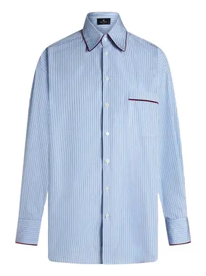 Etro Striped Cotton Poplin Shirt - Blue