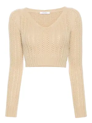 Max Mara Cropped Open-knit Jumper - Brown