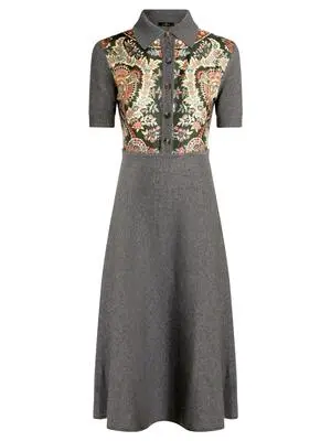 Etro Paisley-print Knitted Midi Dress - Grey
