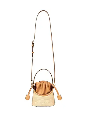 Etro ETRO Small Saturno Raffia Bucket Bag Neutrals
