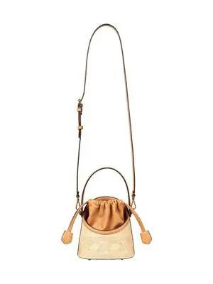 Etro ETRO Small Saturno Raffia Bucket Bag Neutrals
