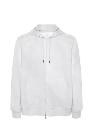 Brunello Cucinelli Mélange-effect Zipped Hoodie - Grey