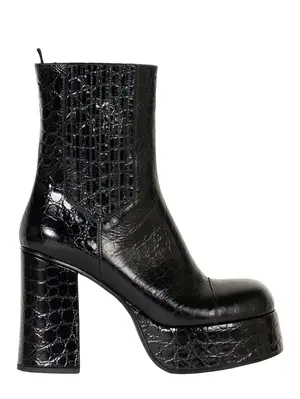 Etro Embossed-leather Platform Ankle Boots - Black