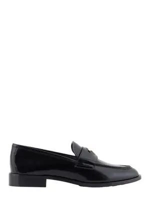 Giorgio Armani Brushed Leather Loafers - Black