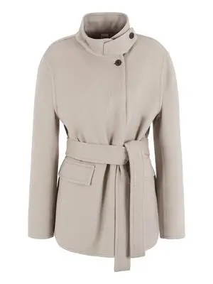 Giorgio Armani Single-breasted Cashmere Pea Coat - Beige