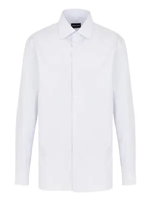 Giorgio Armani Regular-fit Shirt In Luxury Cotton With A Micro-pattern - White