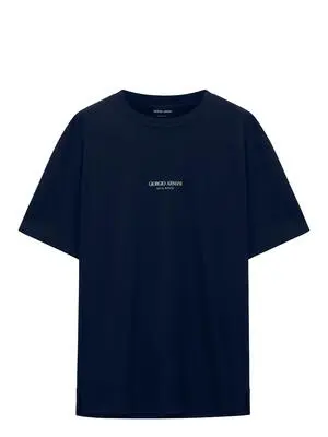 Giorgio Armani Cotton Interlock Crew-neck T-shirt Blue