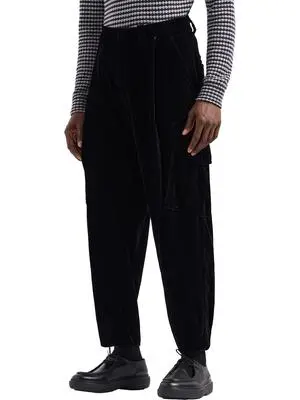 Giorgio Armani Single-pleat Velvet Cargo Trousers - Black
