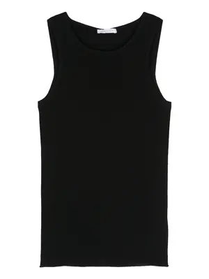 Patrizia Pepe Fine-ribbed Wool Tank Top - Black
