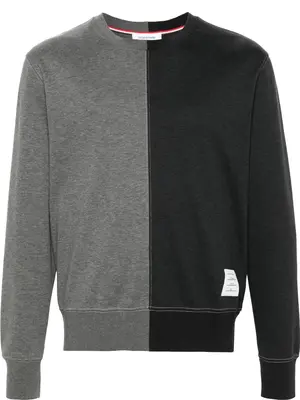Thom Browne Colour-block Cotton Jumper - Grey