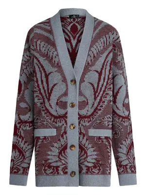Etro Floral Jacquard-knitted Cardigan - Blue