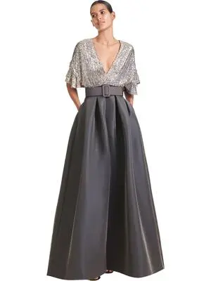 Sachin & Babi Simone Gown - Silver/charcoal