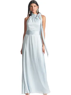 Sachin & Babi Kayla Crinkle Georgette Gown - Ice Blue