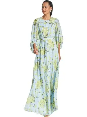 Sachin & Babi Floral Print Chiffon Bianca Gown - Sky Citrine Floral