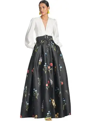 Sachin & Babi Floral Mikado Ball Gown - Off White/noir Bouquet