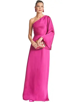 Sachin & Babi Keely One-shoulder Gown - Dragonfruit