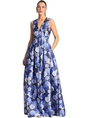Sachin & Babi Brooke Printed Mikado Gown - Rosa Azurro