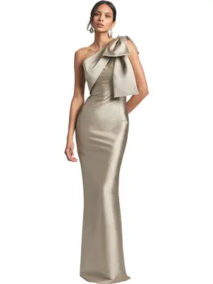 Sachin & Babi Bonnie Column Gown - Pewter