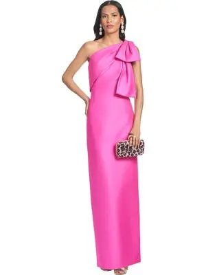 Sachin & Babi Bonnie One-shoulder Column Gown - Fuchsia