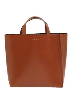 Marni Marni Museo Rigid Small Leather Tote Bag Moca