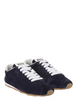 Miu Miu Plume Suede Sneakers - Navy