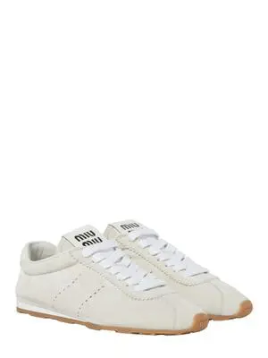 Miu Miu Plume Suede Sneakers - White
