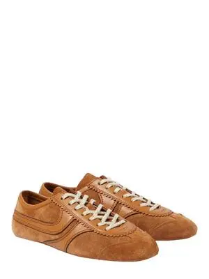 Dries Van Noten Leather And Suede Lace-Up Sneakers Neutrals