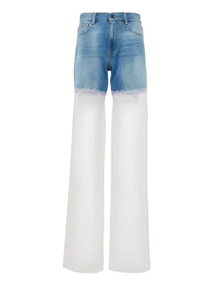 NENSI DOJAKA Paneled High-rise Wide-leg Jeans - Blue