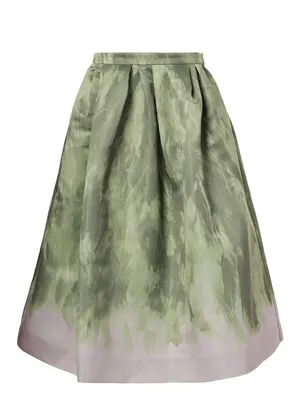 Dries Van Noten Satin Midi Skirt - Green