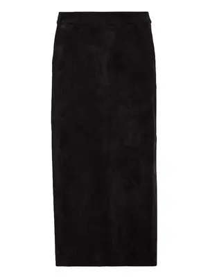 Stouls Taylor Suede Midi Skirt - Black