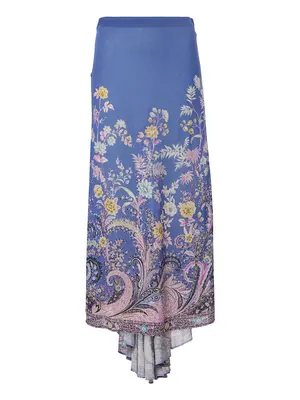 Etro Printed Asymmetric Maxi Skirt - Blue