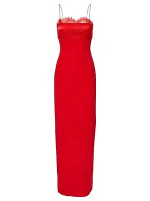 David Koma Lace-trimmed Cady Gown - Red