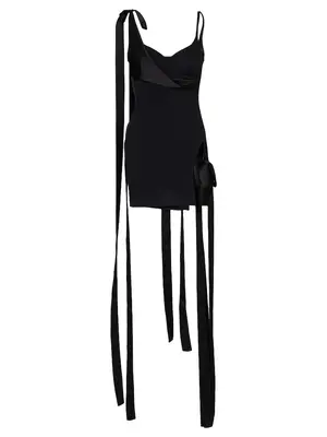 David Koma Bow-detail Satin And Cady Minidress - Black