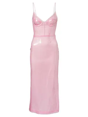 David Koma Sequined Midi Dress - Pink