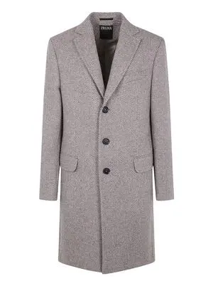 Zegna Wool And Cashmere Overcoat - Brown