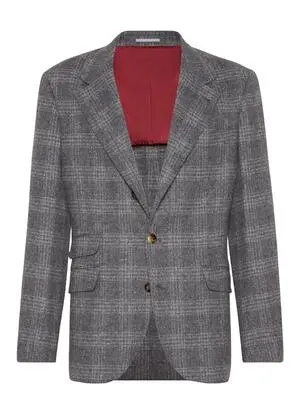 Brunello Cucinelli Check Pattern Blazer - Grey
