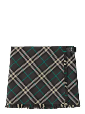 Burberry Check-pattern Mini Skirt - Grey